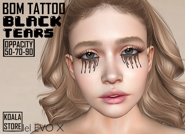 Second Life Marketplace - // KOALA STORE // BOM TATTOO - Black Tears - EvoX